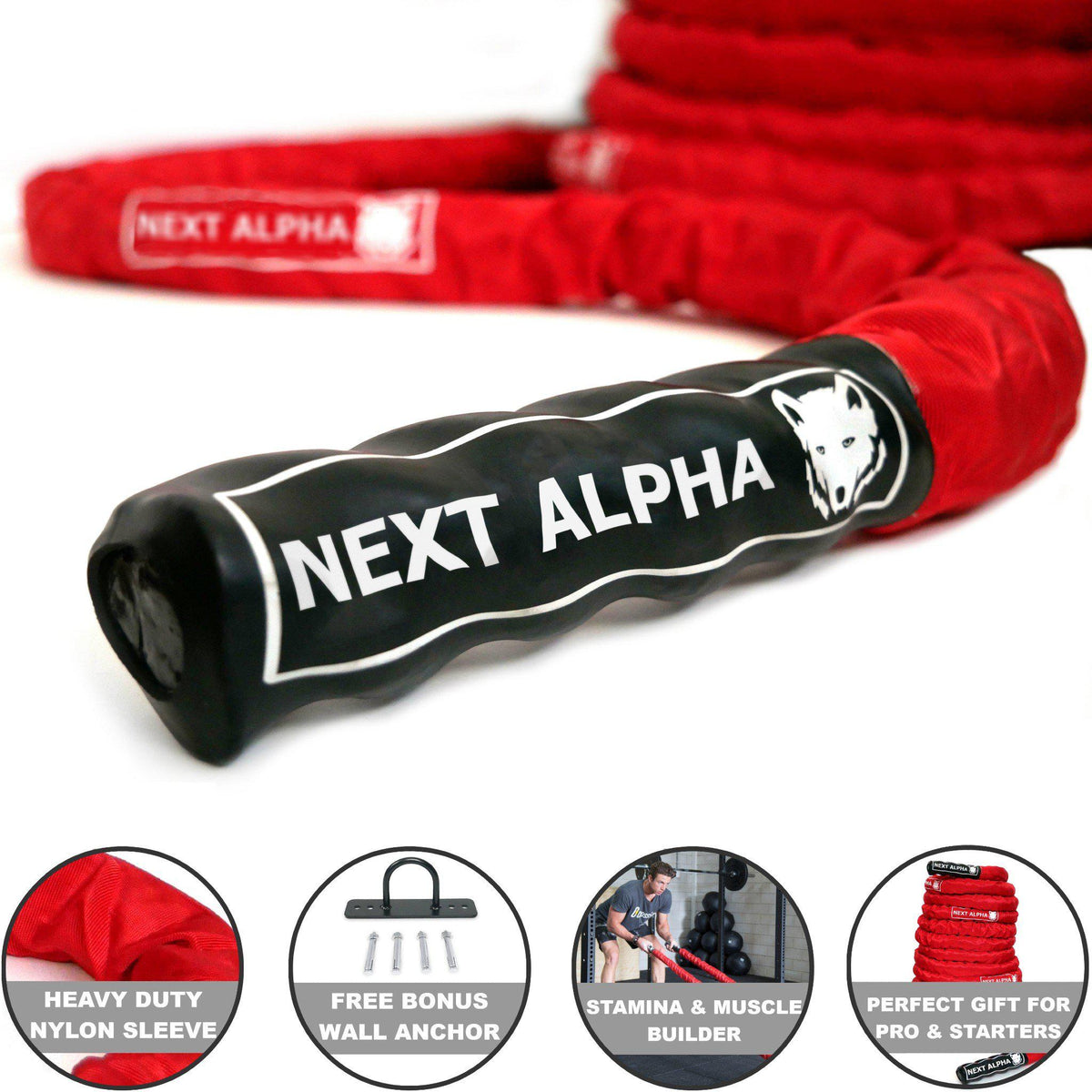 Battle Rope - 30mm/50mm, 9m/12m/15m - Protector Sleeve | Next Alpha ...